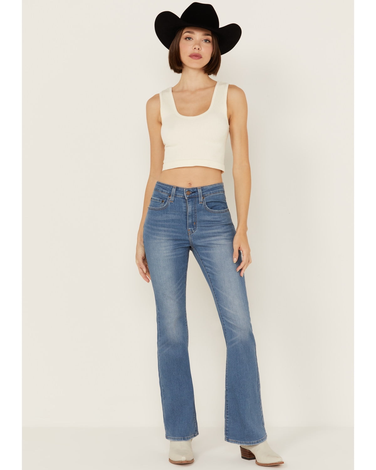 Levi's Women's Medium Wash The Lucky One High Rise 726 Stretch Flare ...