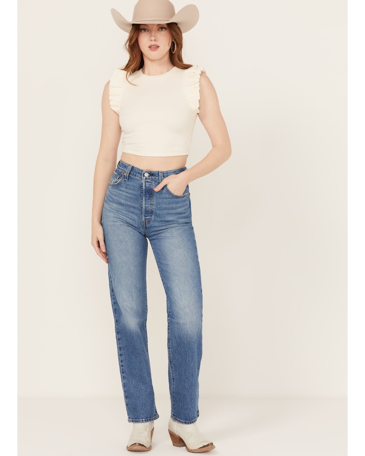 Levi's Women's Premium Dance Around Medium Wash High Rise Ribcage ...