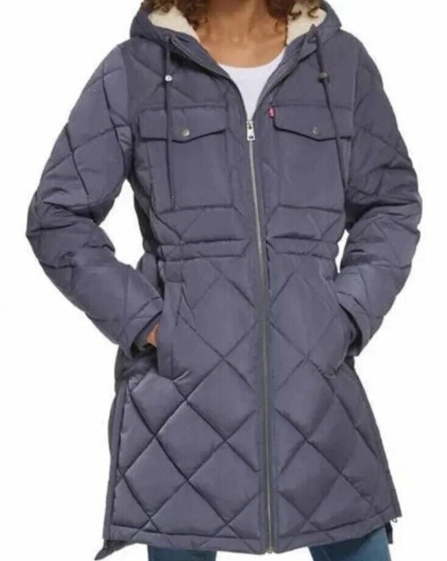 Levi's Women's Quilted Parka Jacket with Plush Hood, Odyssey Gray XL ...