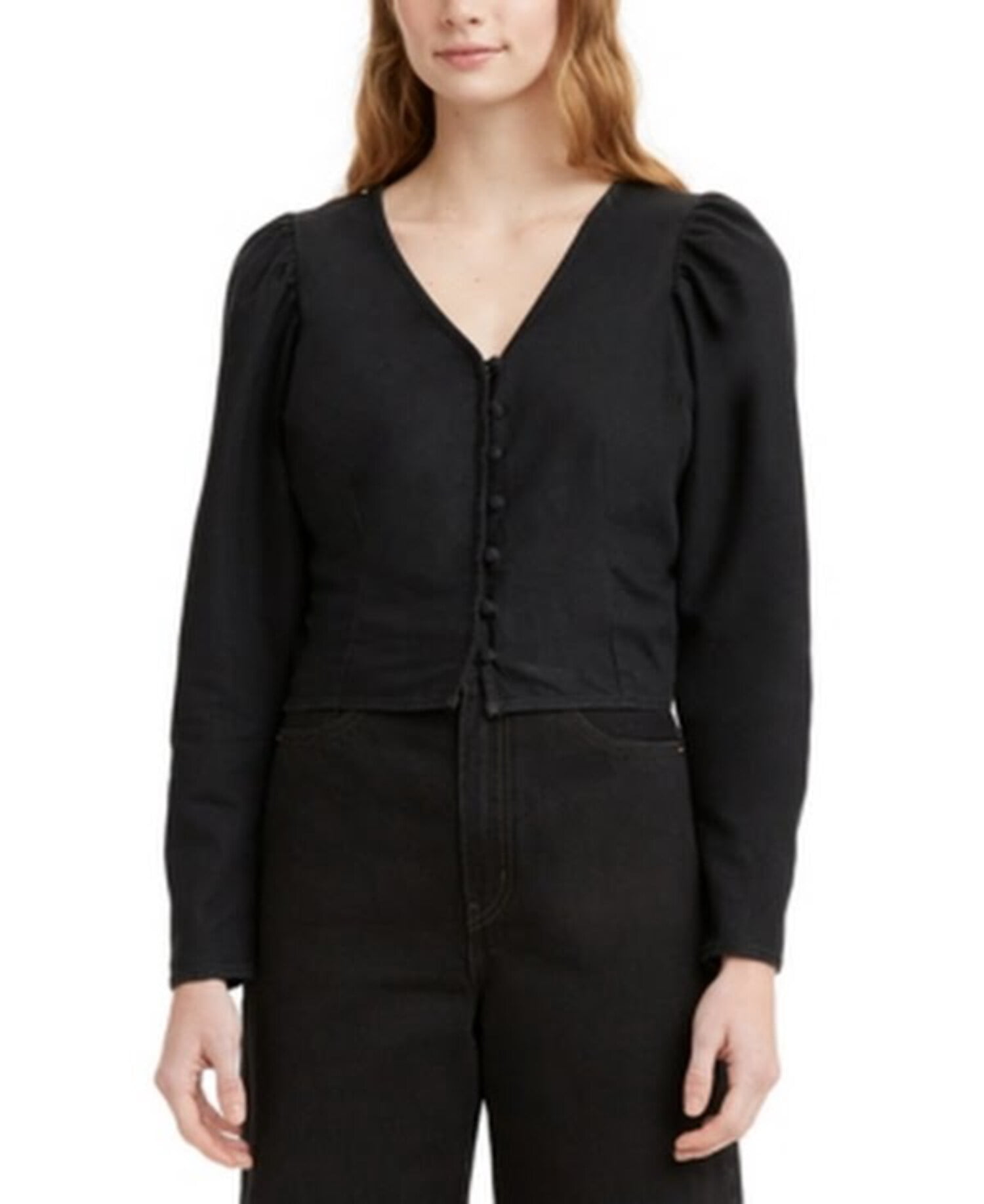 Levi's Womens Teegan Cotton Mutton-Sleeve Blouse - Walmart.com