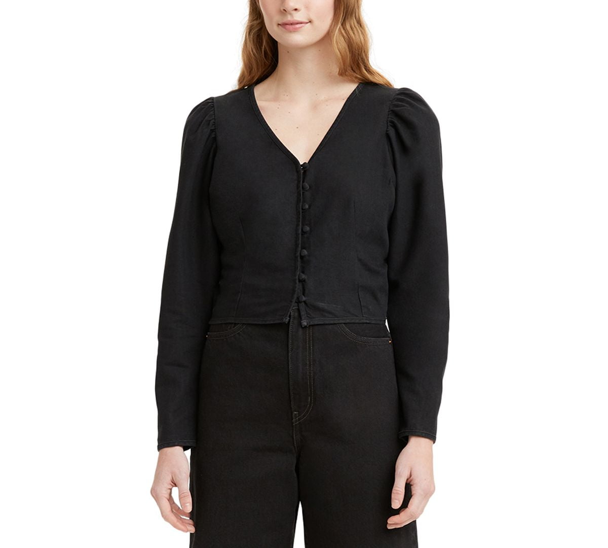 Levi's Womens Teegan Cotton Mutton-Sleeve Blouse - Walmart.com