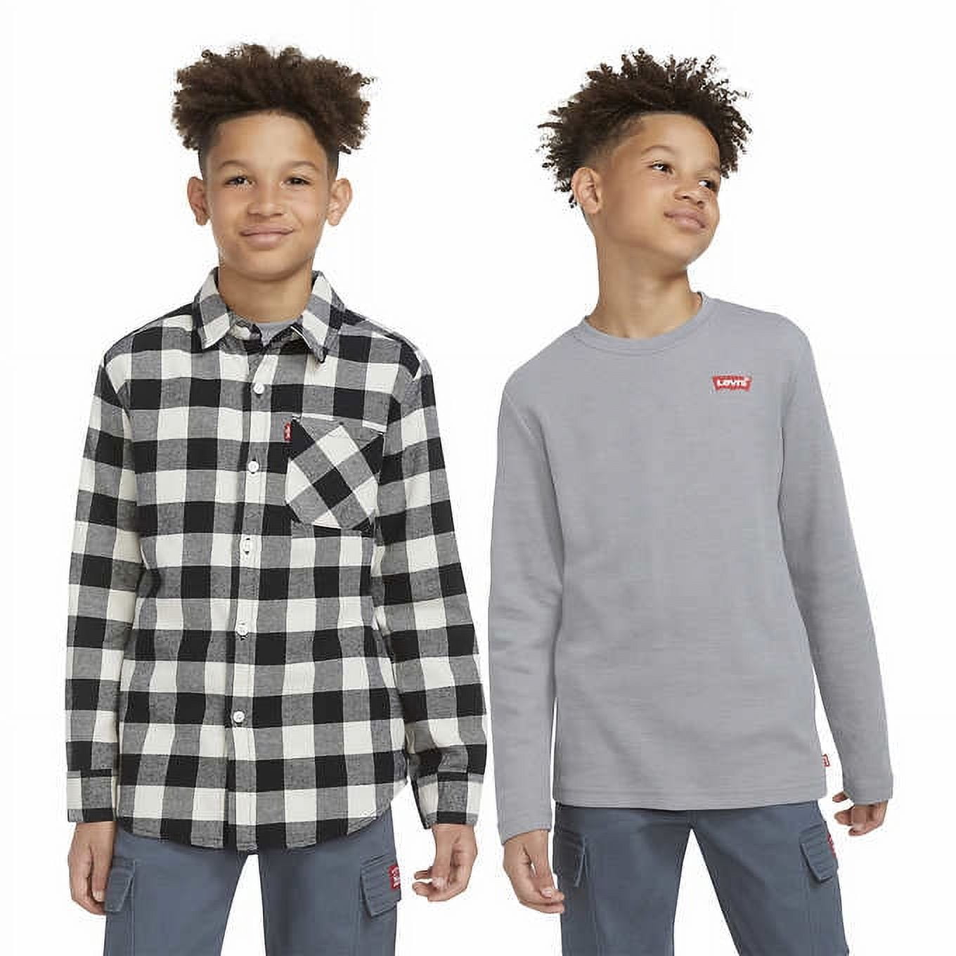 Levi's Youth Boy Flannel & Thermal 2-Pack Top Set (Black, XS-5/6 ...