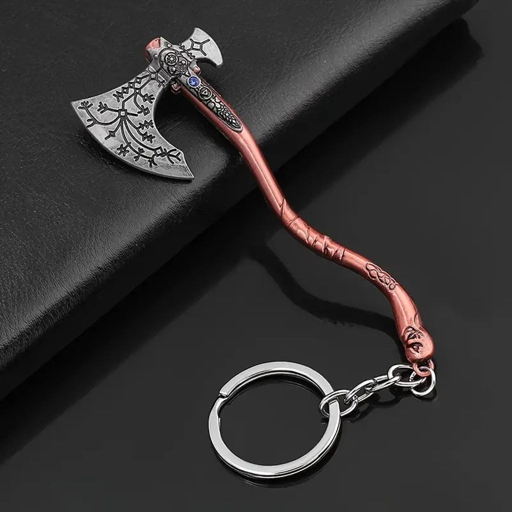 Leviathan Axe Keychain Key Chain Vikings Ragnarok Silver Ax Mjolnir ...