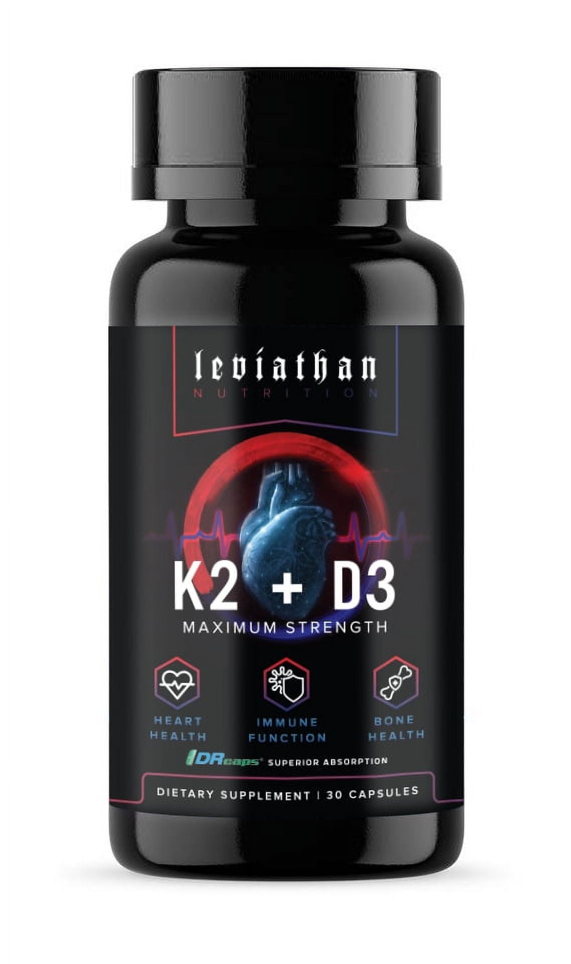 Leviathan Nutrition K2&D3 | 360mcg Vitamin K2 + 5000IU Vitamin D3 - Bone and Heart Health ...