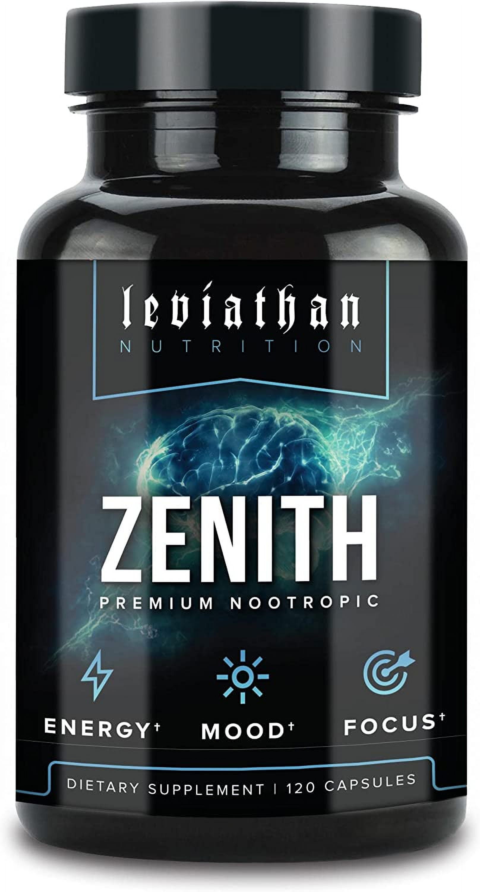Leviathan Zenith Premium Nootropic Brain Supplement for Concentration, Brain Support for Energy ...