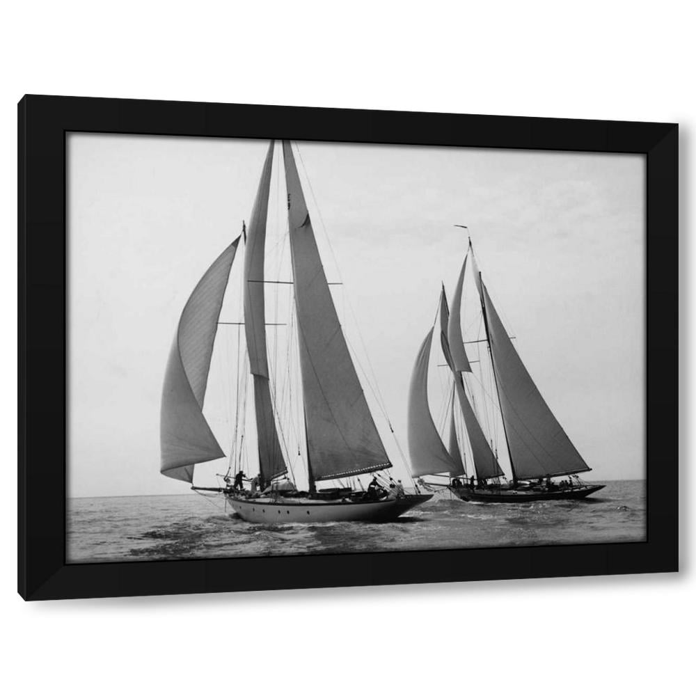 Edwin Levick 14x12 Black Modern Wood Framed Wall Art Titled - Sailboats ...