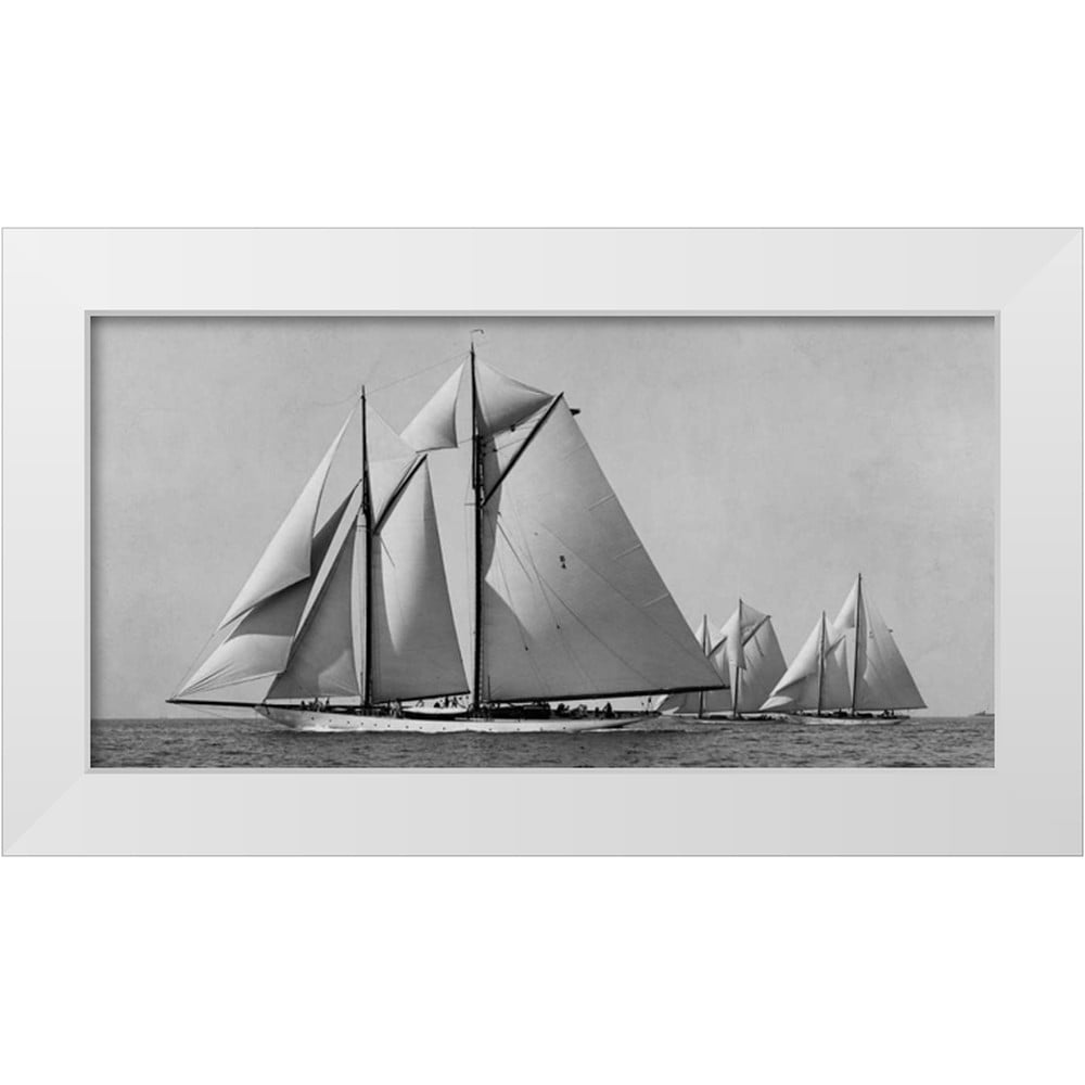Levick, Edwin 18x11 White Modern Wood Framed Museum Art Print Titled - Schooner Race - Walmart.com