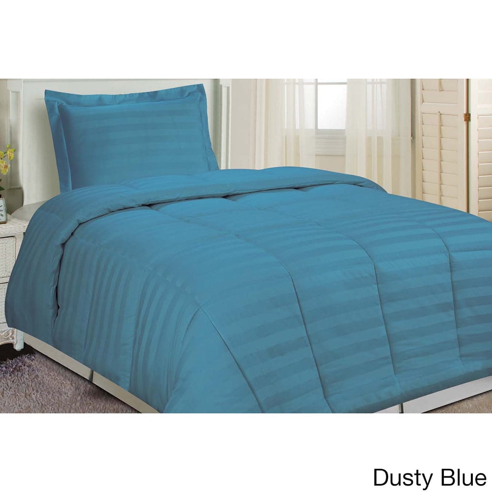 Levinsohn Textile Damask Stripe 3-piece Duvet Cover Set Dusty Blue Twin ...
