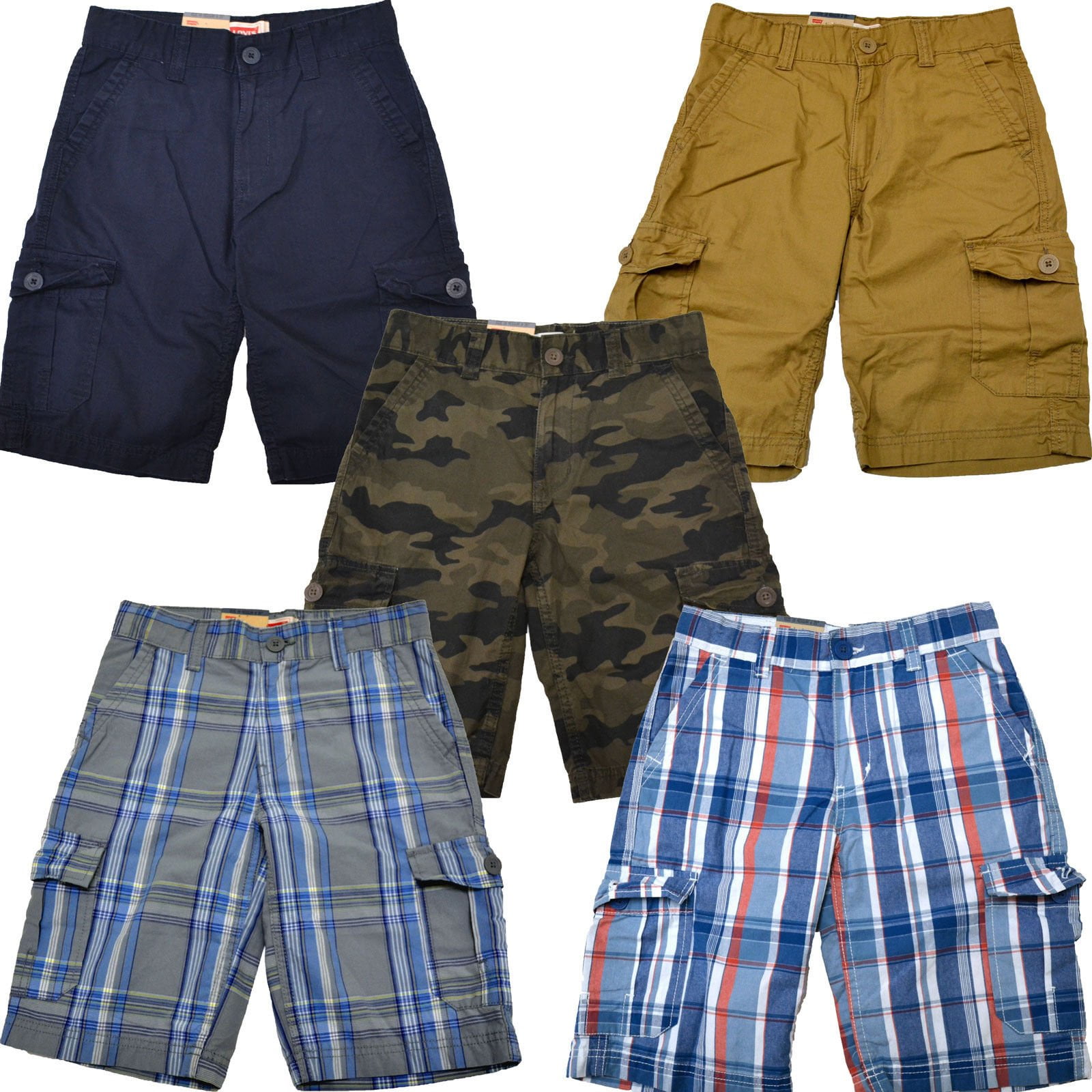 Levis Boys Cargo Shorts Casual Flat Front Bottoms Relaxed Fit Canvas 5 ...