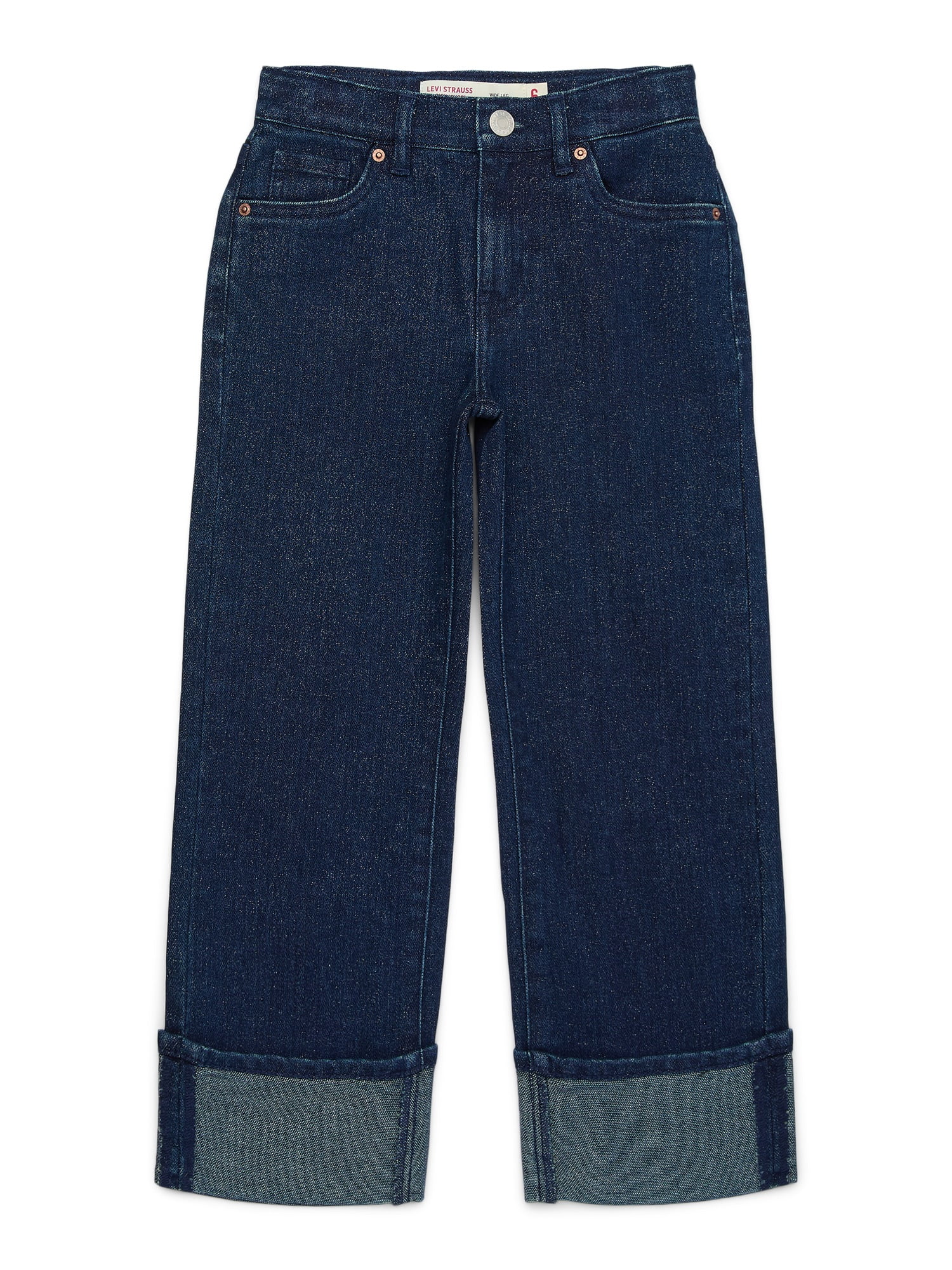 Levi's Girls’ Lurex Wide Leg Jeans with Cuffs, Sizes 5-18 - Walmart.com