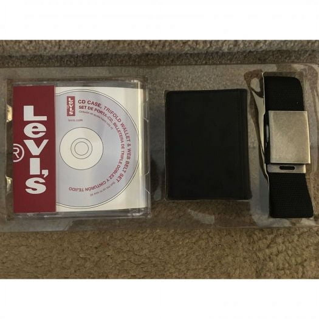 Levis Mens 3 Piece Gift Set: CD Case, Trifold Black Leather Wallet ...