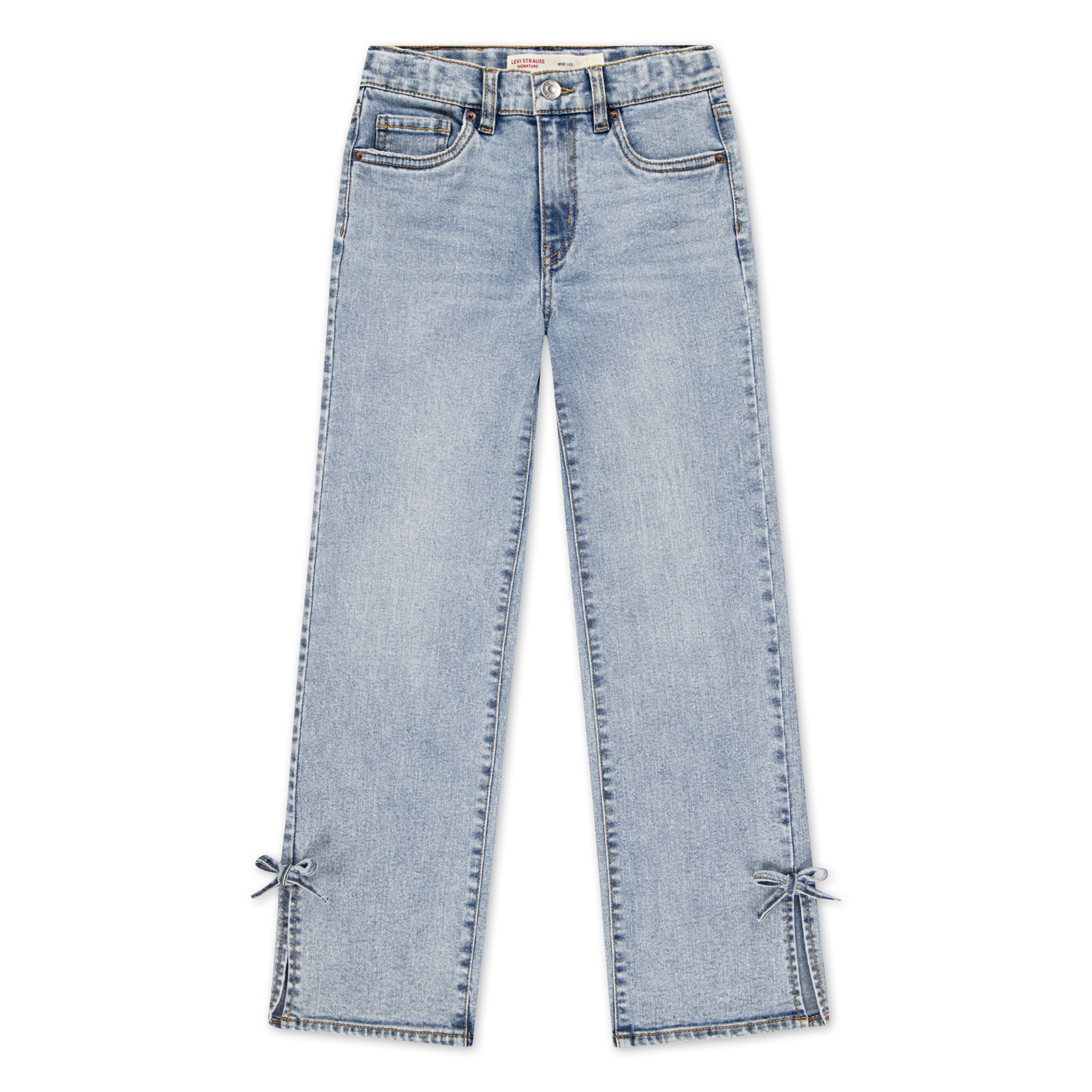 Levis Strauss Signature Girls Bow Wide Leg Jeans, Sizes 5-18 - Walmart.com