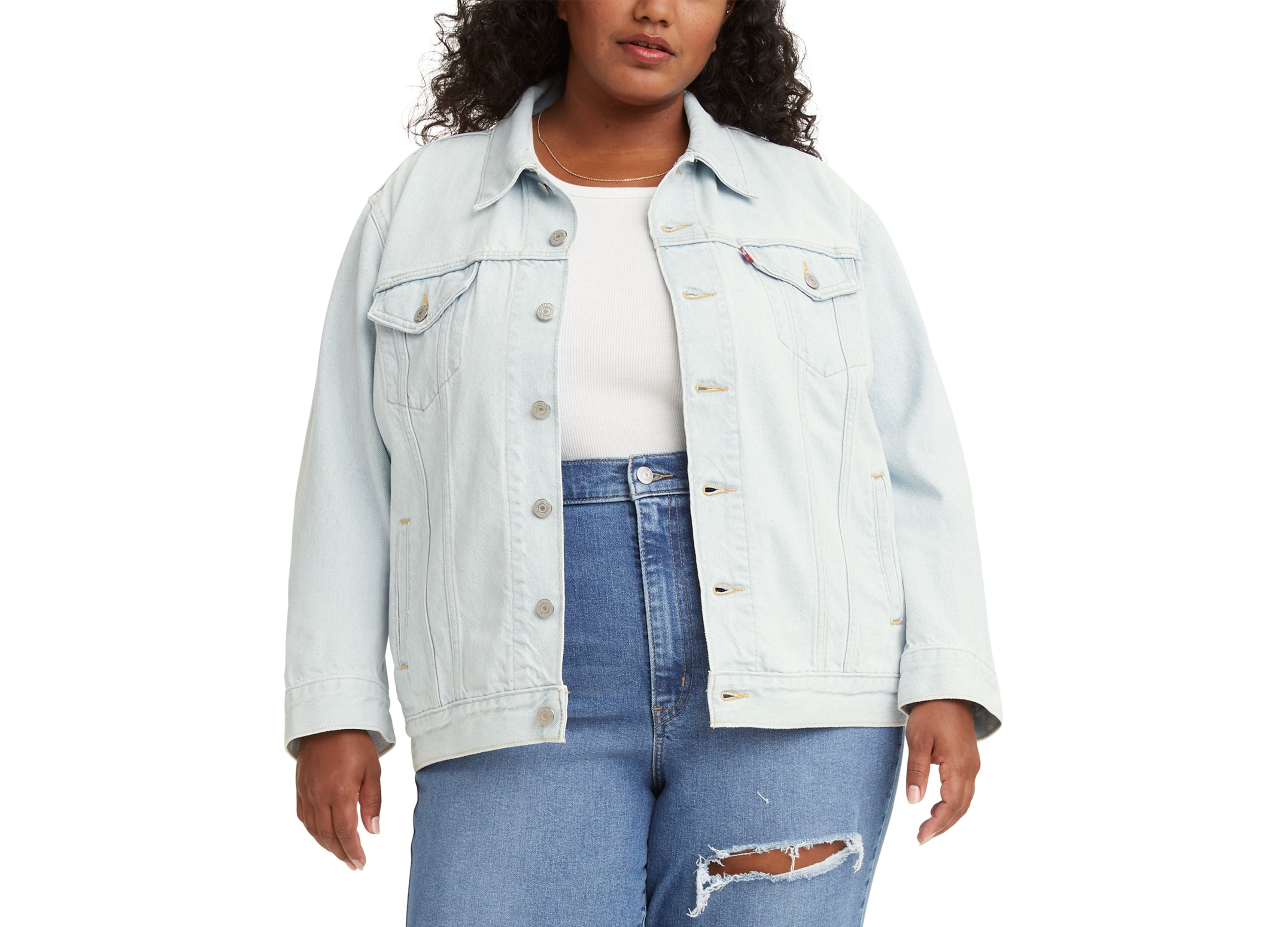 Levis Trendy Plus Size Ex Boyfriend Trucker Jacket Home Sweet Home 1X ...