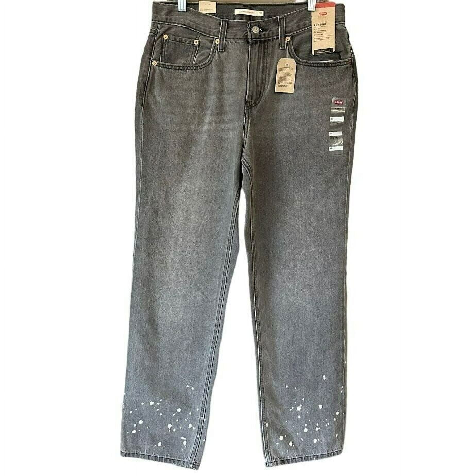 Levis Women's Gray Mid Rise Low Pro Straight Jean Splatter Hem Slouchy ...