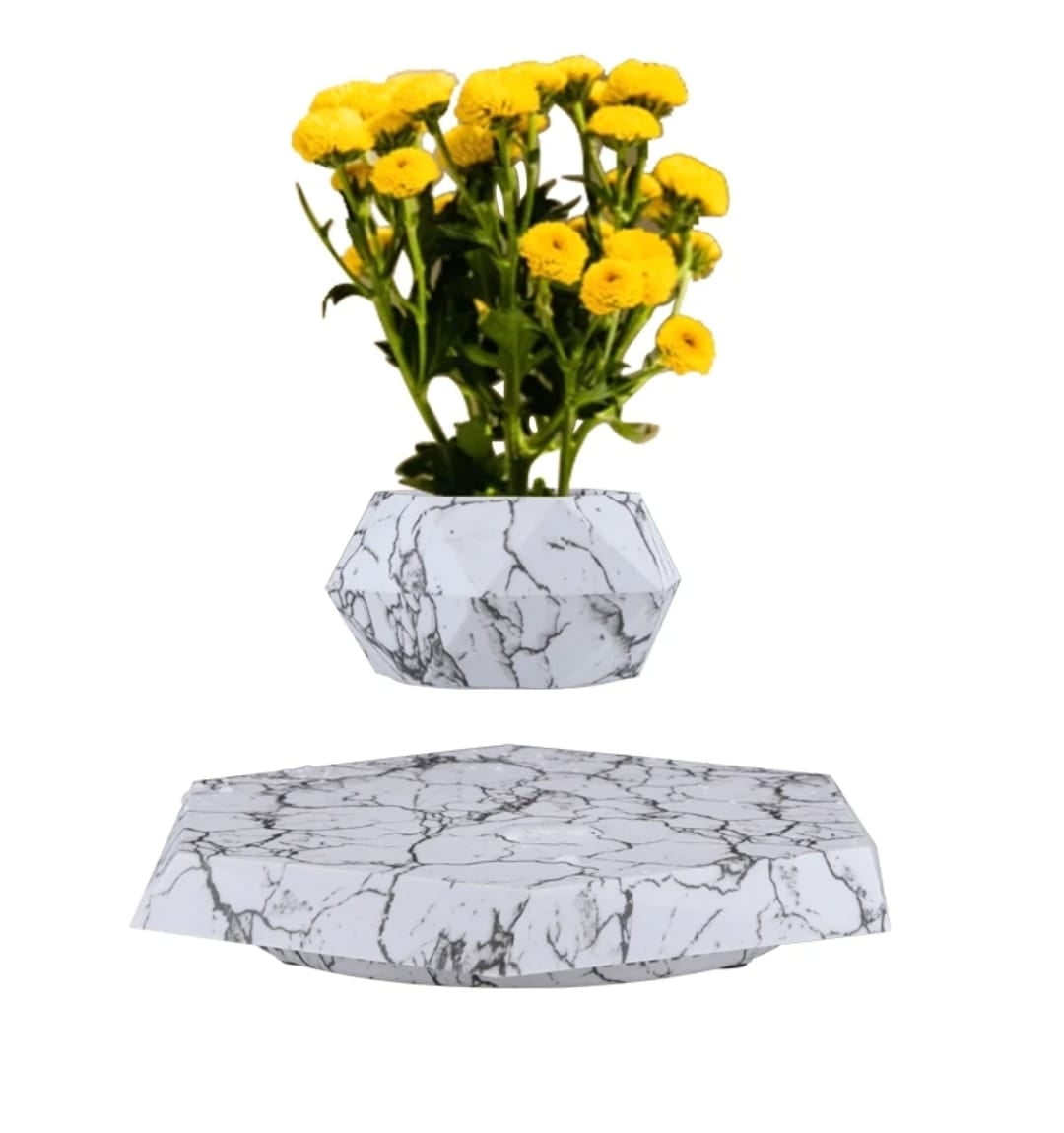 Levitating Flower Pot with Marble Design Base, Magnetic Floating ...