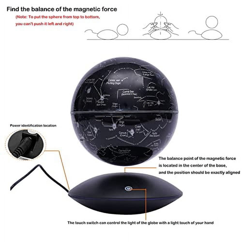 Levitating Globe, Magnetic Floating Globe, 6" World Geographic Globes ...