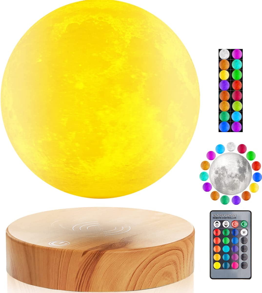 Levitating Moon Lamp 5.9 Inch 16 Colors Moon Lamp 3D Moon LED Light ...