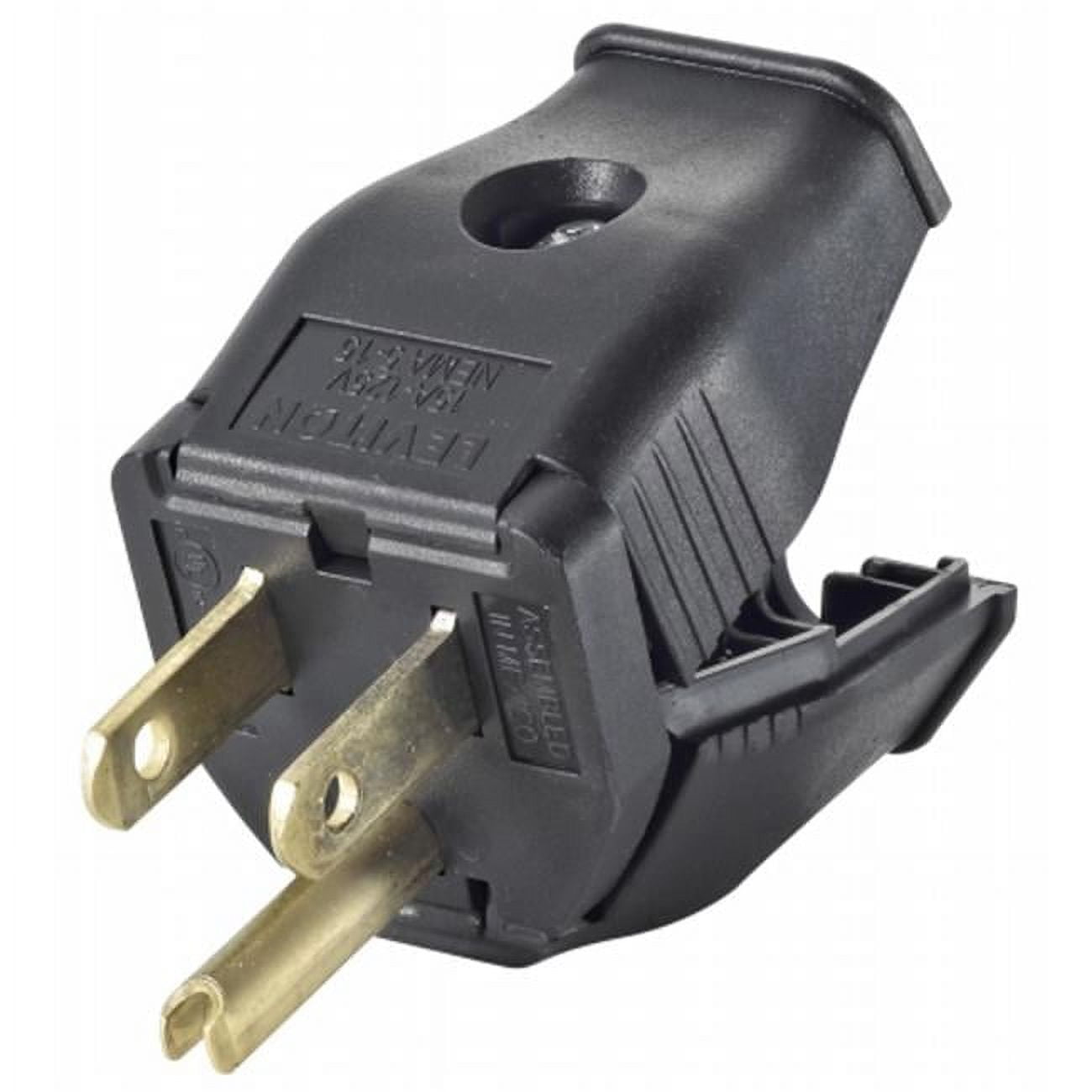 Leviton 000-3W101-00E Electrical Plug, 2 -Pole, 15 A, 125 V, Black ...