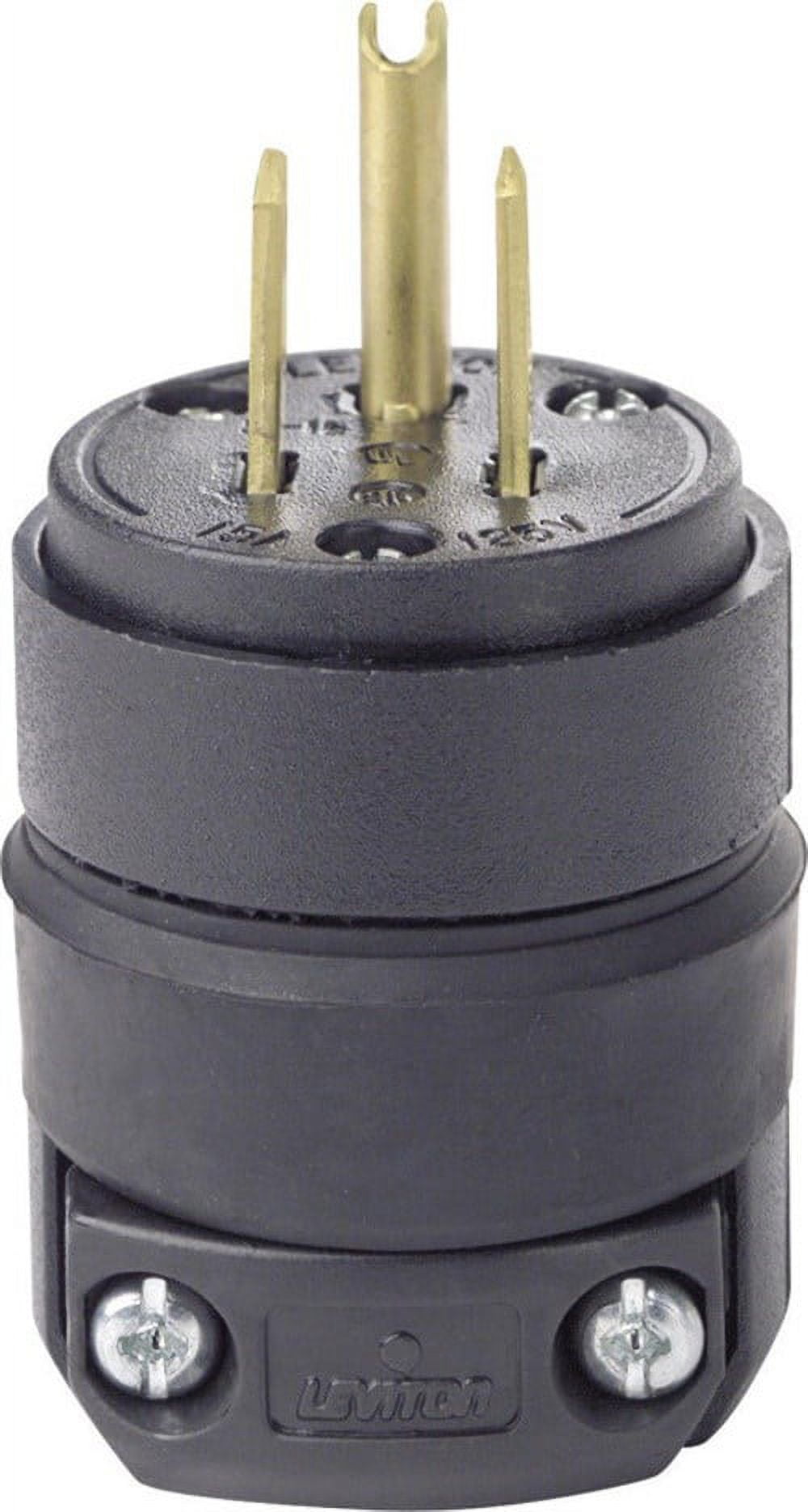 Leviton 515PR 15 Amp 125 Volt, Straight Blade Rubber Plug, NEMA 5-15P ...