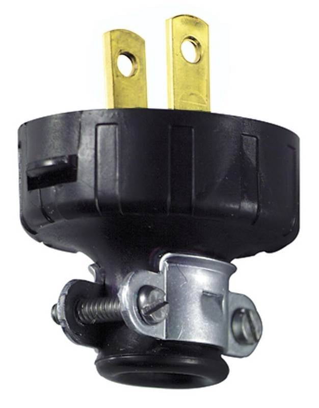 Leviton Non-Polarized Round Electrical Plug with Cord Clamp - 15A 125V ...