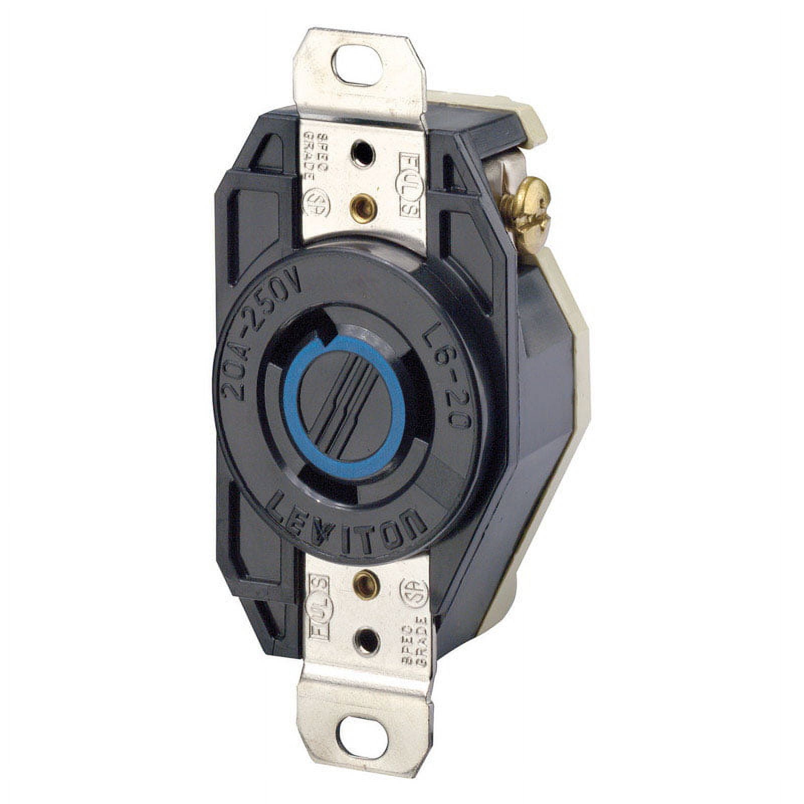 Leviton 20A 250V Black Grounded Single Locking Outlet Receptacle ...