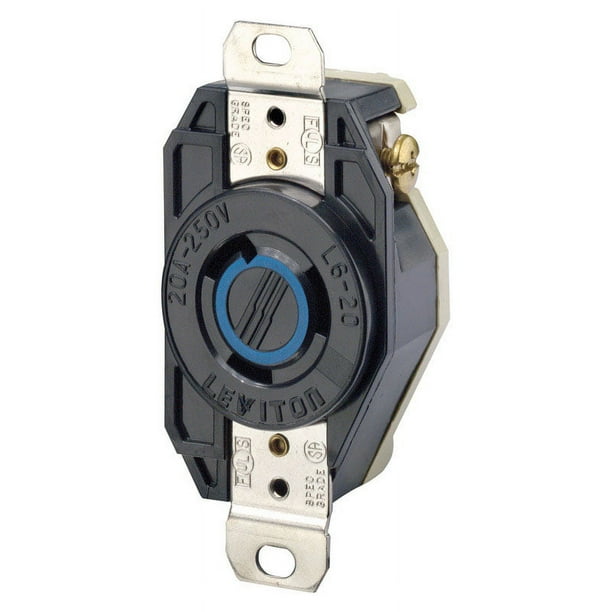Leviton 20A 250V Black Grounded Single Locking Outlet Receptacle ...