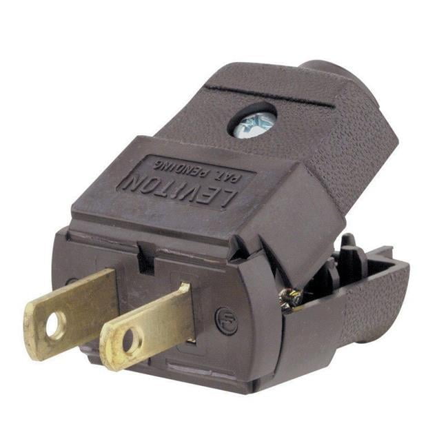 Leviton 035-00101-2BP Polarized Light Duty 2-Wire Plug, 15Amp, Brown ...