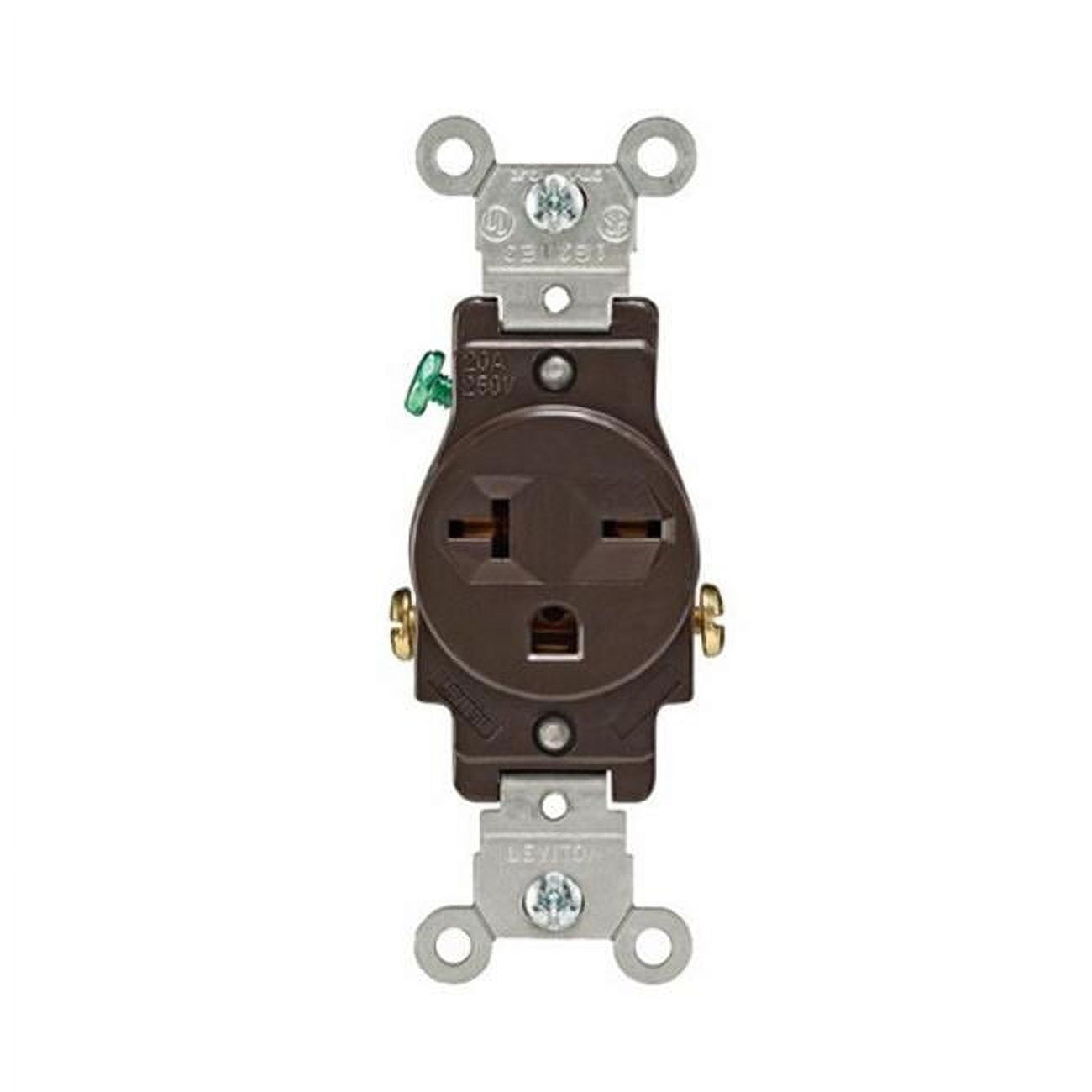 Leviton 05821-00S 20amp NEMA 6-20R Brown Commercial Grade Single ...