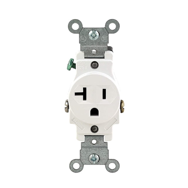 Leviton 102-05801-WSP 20-Amp 125-Volt Single Receptacle Electrical ...