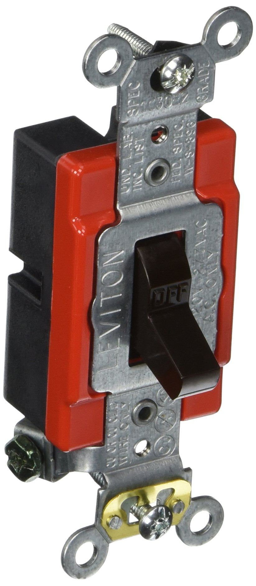 Leviton 1221-2 20-Amp, 120/277-Volt, Toggle Single-Pole AC Quiet Switch ...