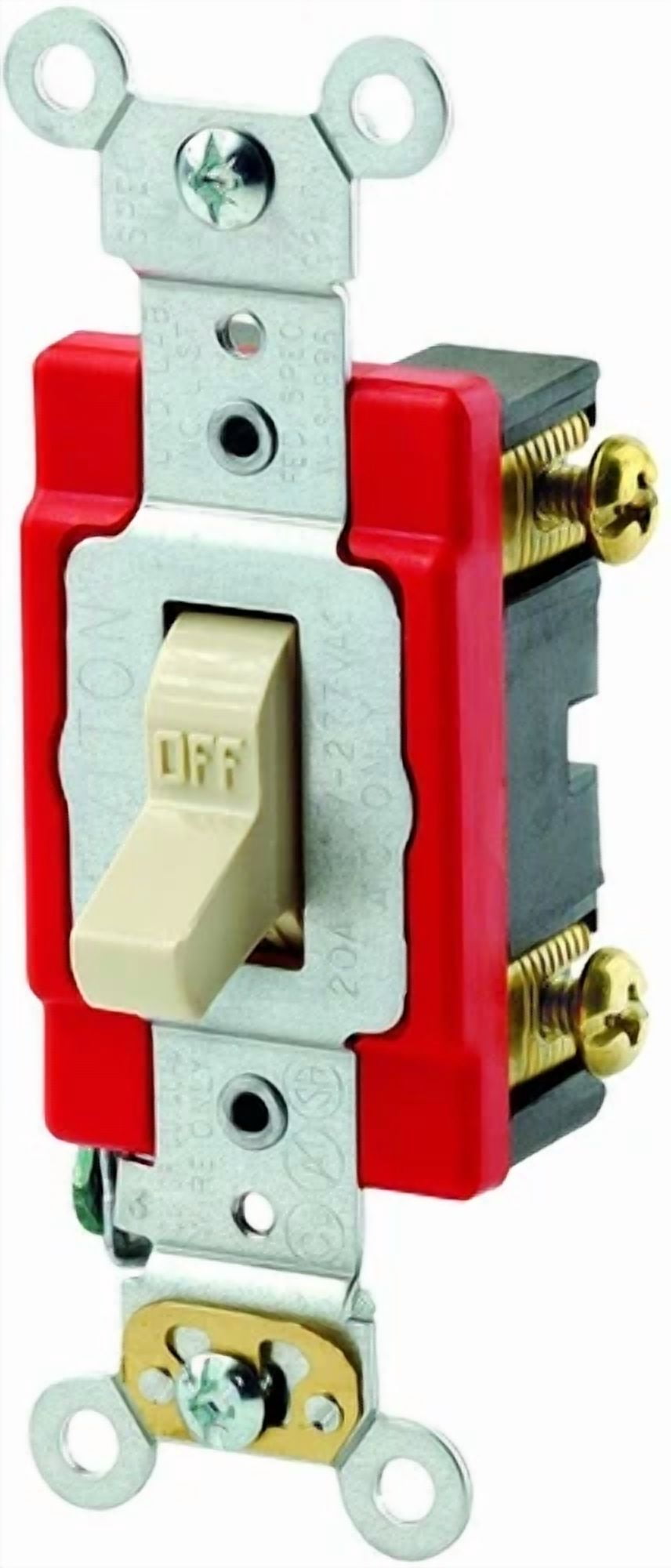 Leviton 1221-2I 20A 120/277V, Toggle Single-Pole Ac Quiet Switch Self ...