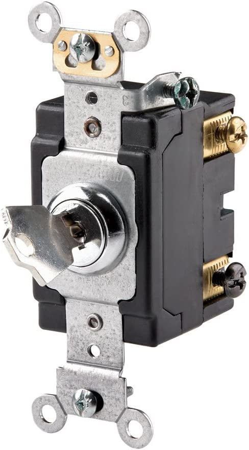 Leviton 1222-2KL 20 Amp Double-Pole Key Lock Switch Industrial - Chrome ...