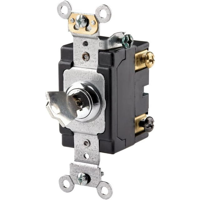 Leviton 1222-2KL 20 Amp Double-Pole Key Lock Switch Industrial - Chrome ...