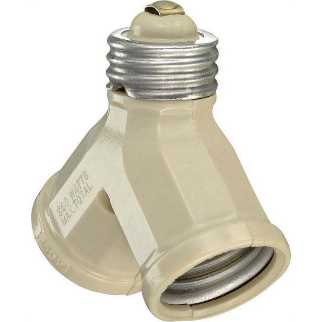 Leviton 006-128-00I Ivory Twin Lamp Socket Light Adapter - Walmart.com