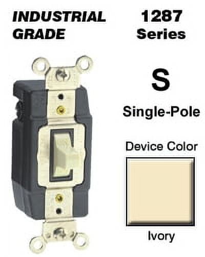 Leviton 1287-I Double Throw Center-Off Toggle Switch 30A 120/277V 1 ...