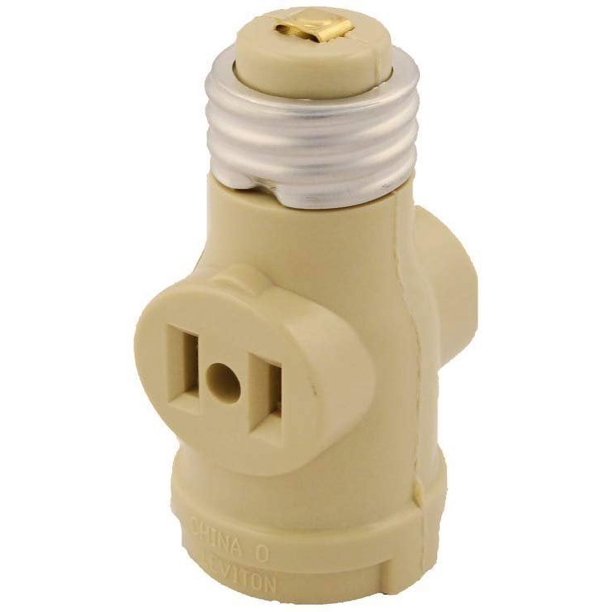 Leviton 1403-I Keyless Socket Adapter With 2 Outlet, 660 W, 125 V ...