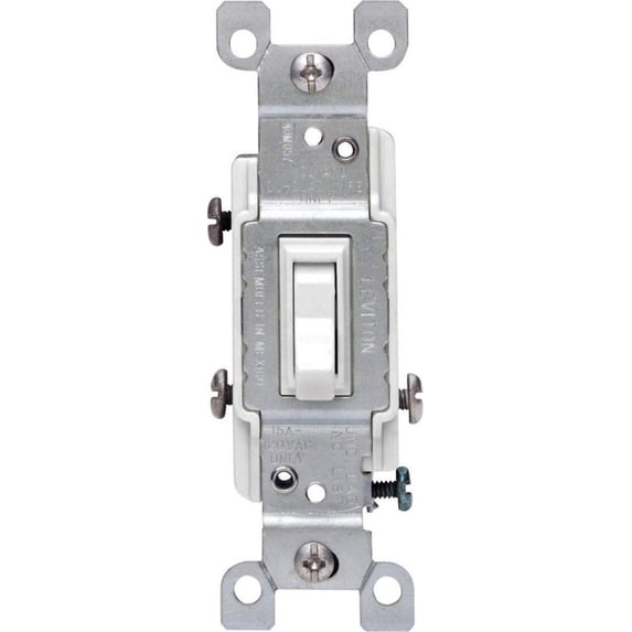 Leviton Quiet 3-Way Toggle Switch, White, 15 Amp, Grounded, Quickwire ...