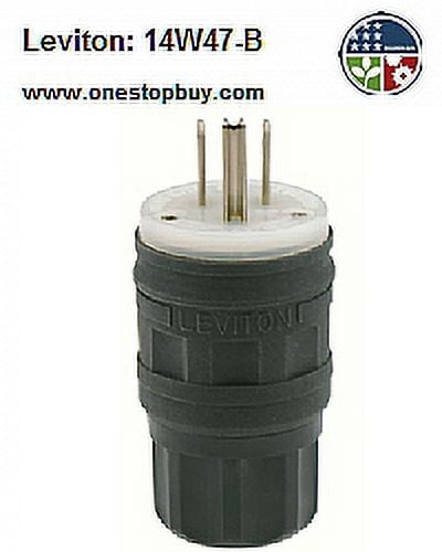 Leviton 14W47-B 5-15P Wetguard Plug Industrial - Black - Walmart.com