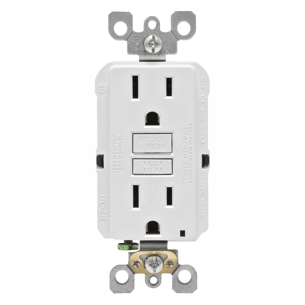 Leviton 15 Amp 125-Volt Duplex Self-Test Slim GFCI Outlet, White (4 ...