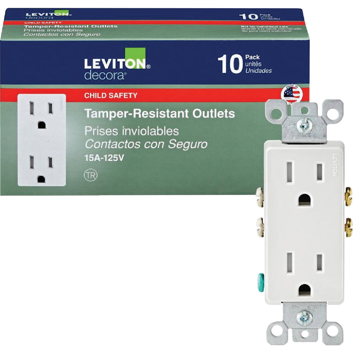 Leviton 15 Amp Decora Tamper-Resistant Duplex Electrical Wall Outlet ...