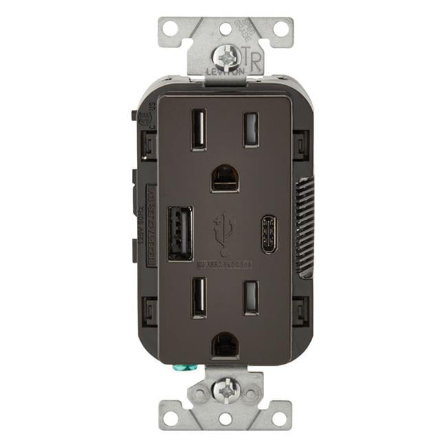 Leviton 15 amp 125 V Brown Outlet & USB Charger - Nema 5-15R - Walmart.com
