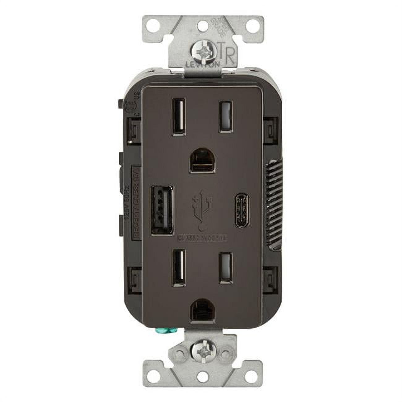 Leviton 15 amp 125 V Brown Outlet & USB Charger - Nema 5-15R - Walmart.com
