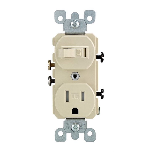 Leviton 15 Amp Tamper-Resistant Combination Switch and Outlet, Ivory ...