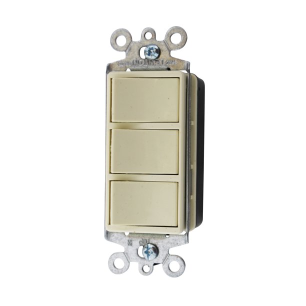 Leviton Almond Decora Triple Rocker Wall Light Switch Triplex 15A 1755 ...