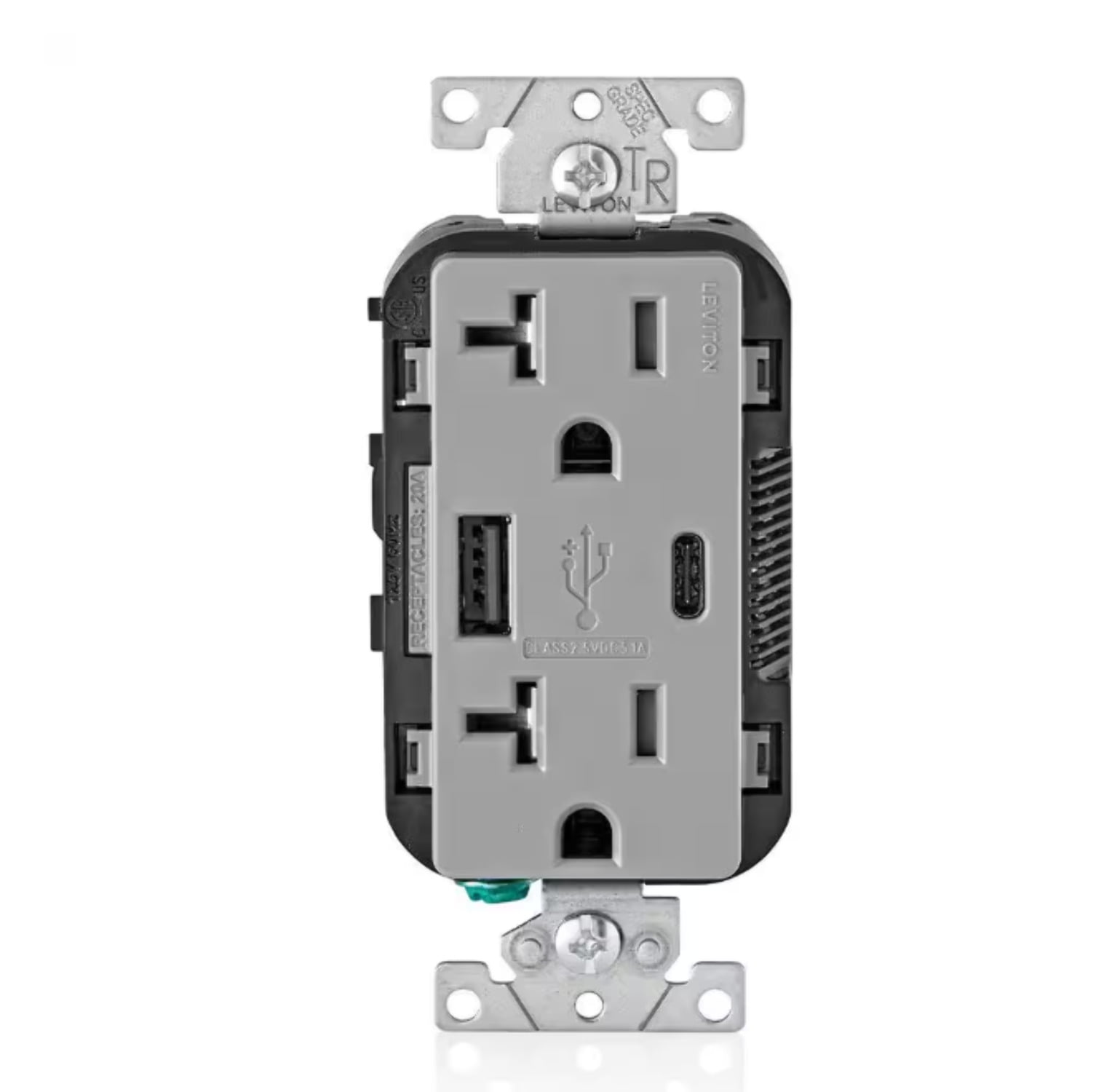 Leviton 20 Amp Type A and Type-C USB Charger/Tamper Resistant ...