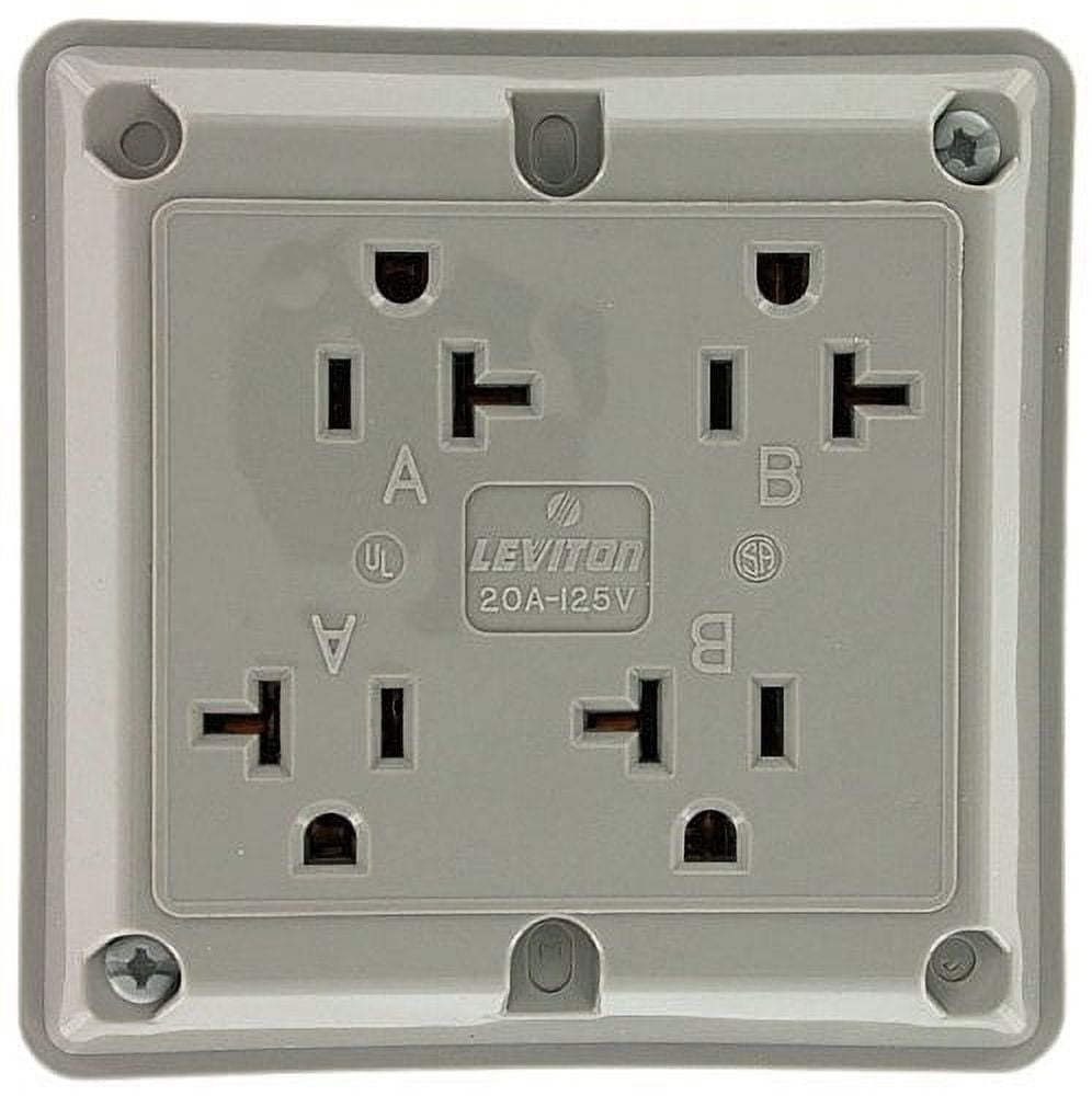 Leviton 21254-GY 4-In-1 Quad Receptacle Industrial Grade 5-20R 20A 125V ...