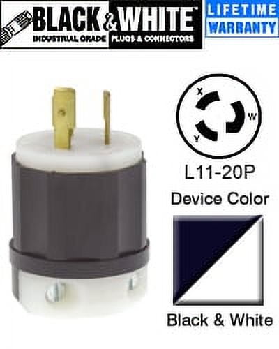 Leviton 2371 20 Amp, 250 Volt 3-Phase, NEMA L11-20P, 3P, 3W, Locking ...