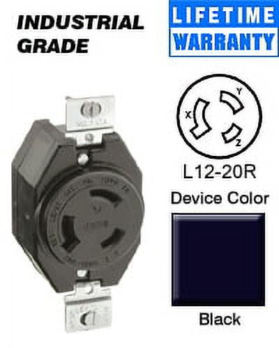 Leviton 2380 20-Amp, 480-Volt- 3PY, Flush Mounting Locking Receptacle ...