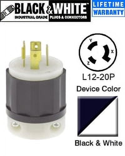 Leviton 2381 Plug Locking Blade L12-20P 20A 480V 3-Phase 3P3W Non ...