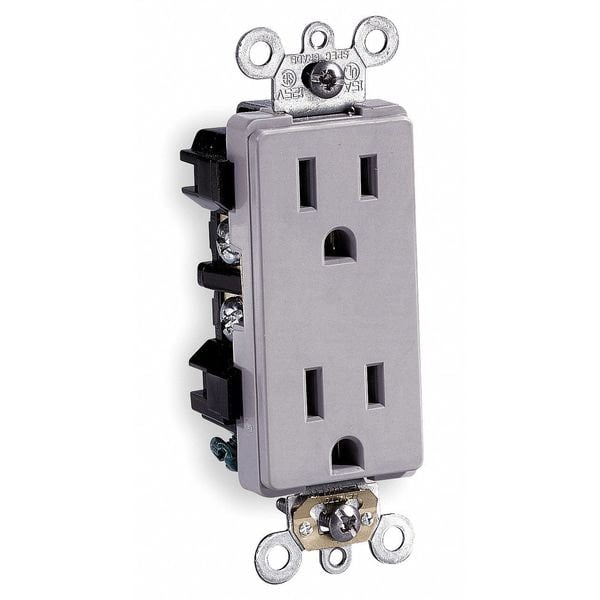 Leviton 242-16252-00W Duplex Receptacle, 2 -Pole, 15 A, 125 V, Back ...